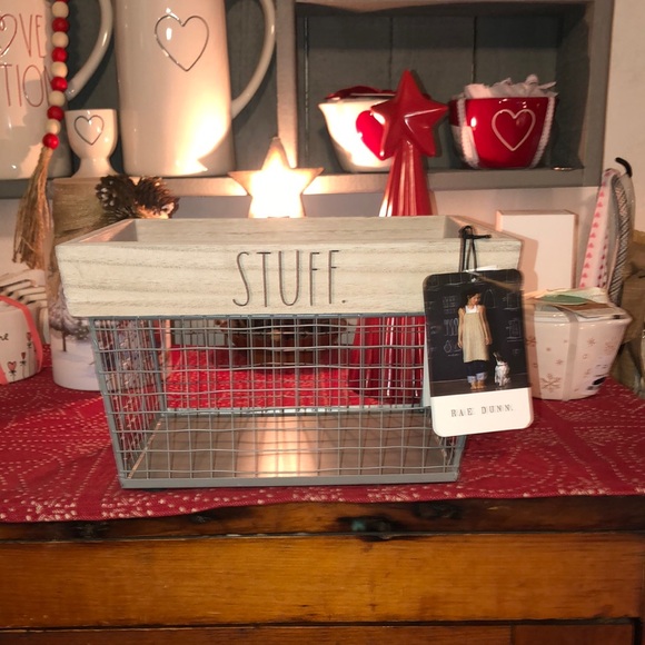 Rae Dunn | Storage & Organization | Rae Dunn Stuff Wire And Wood Basket ...